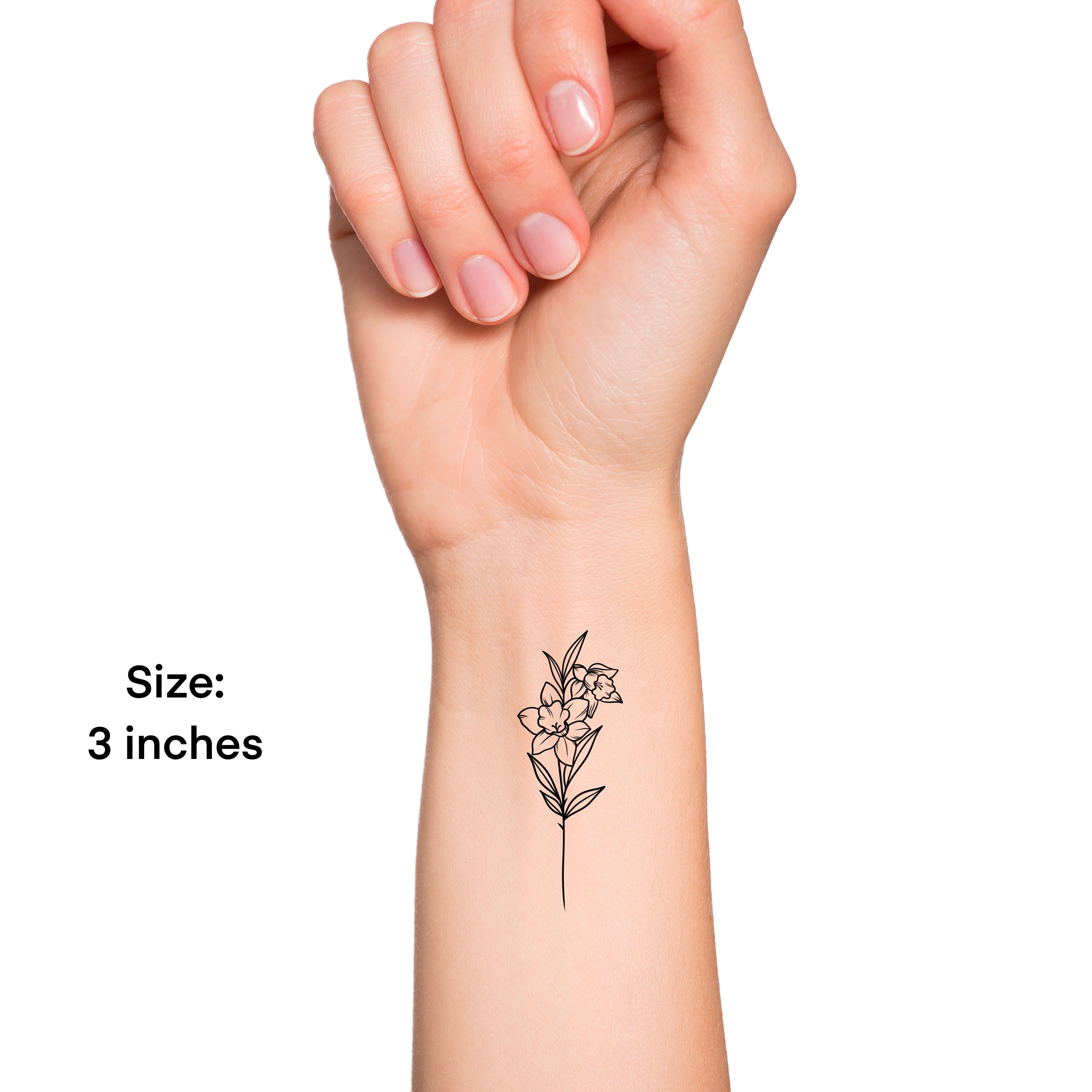 March Birth Month Flower: Daffodil Temporary Tattoo - Birth Flower ...