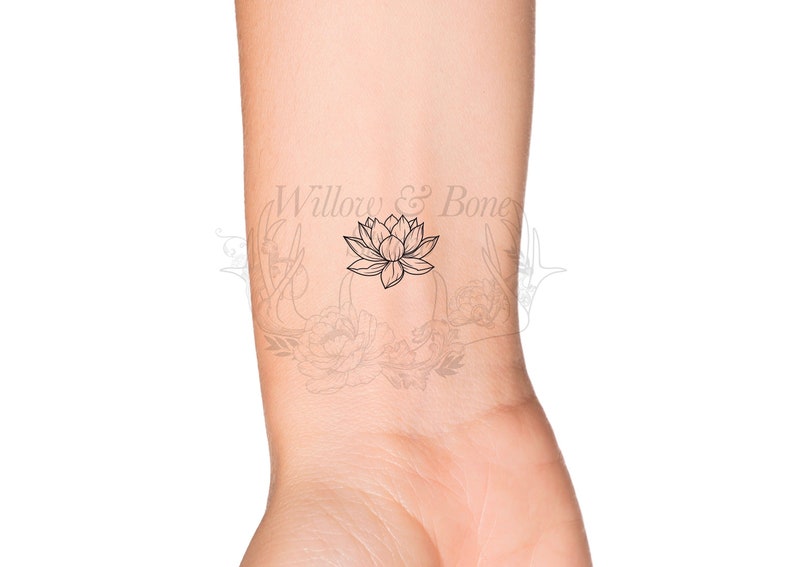 July Birth Month Flower: Water Lily Temporary Tattoo - Birth Flower ...