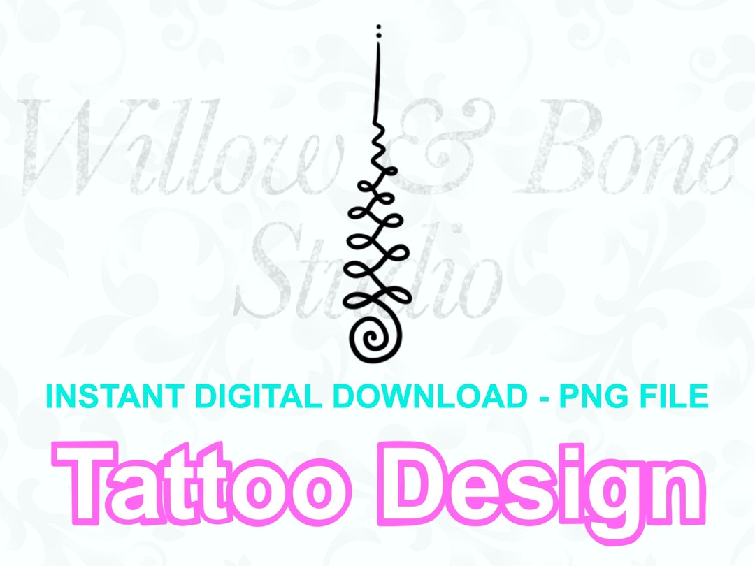 Digital Download Unalome Sternum Dotwork Feminine Delicate Breast Wrist Tattoo Design PNG File ...