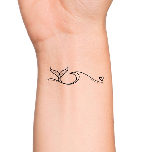 Sun Wave Heart Temporary Tattoo - Etsy