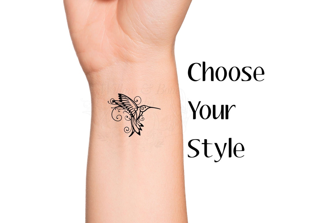 Hummingbird Outline: Choose Your Style Temporary Tattoo - Humming Bird ...