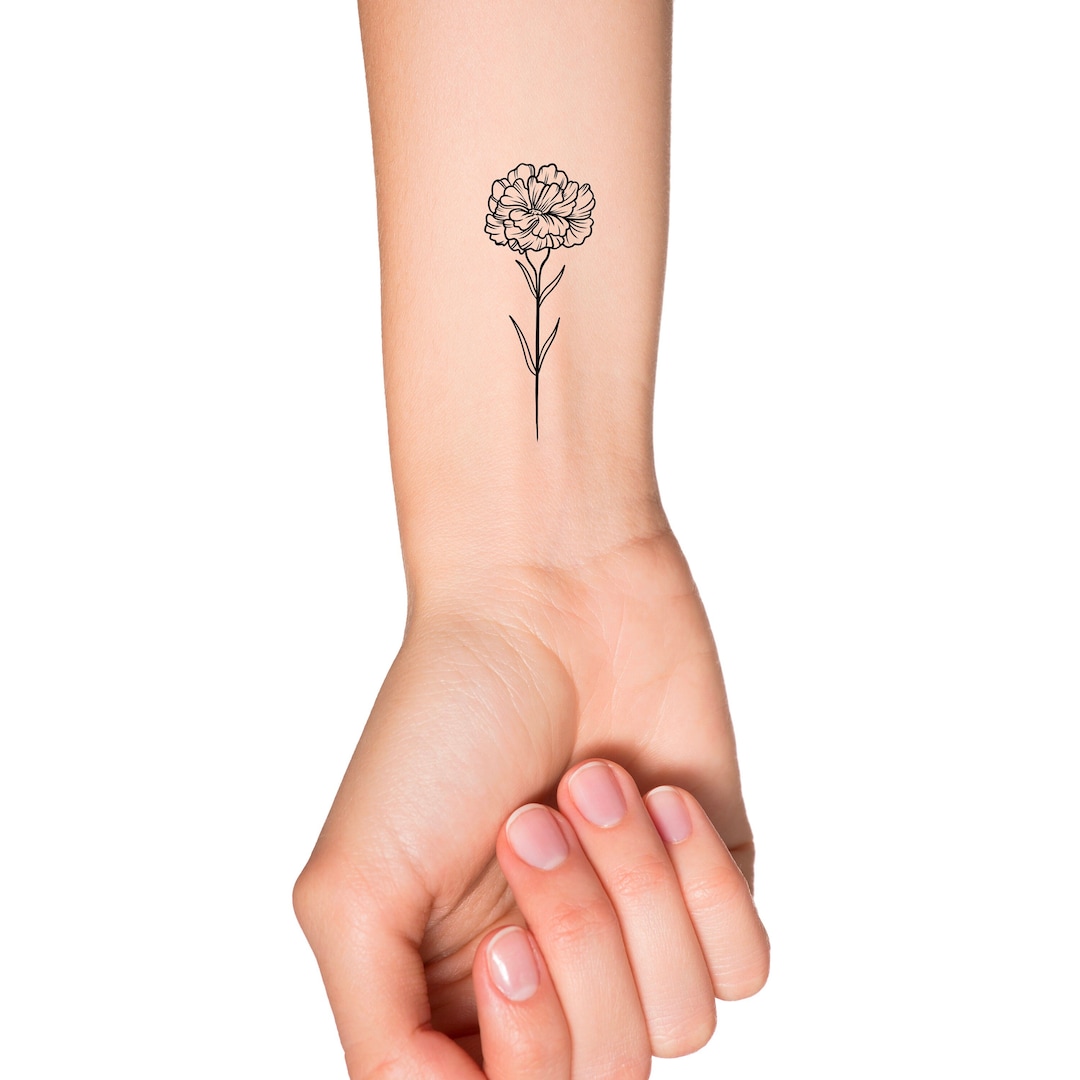 January Birth Month Flower: Carnation Temporary Tattoo - Birth Flower ...