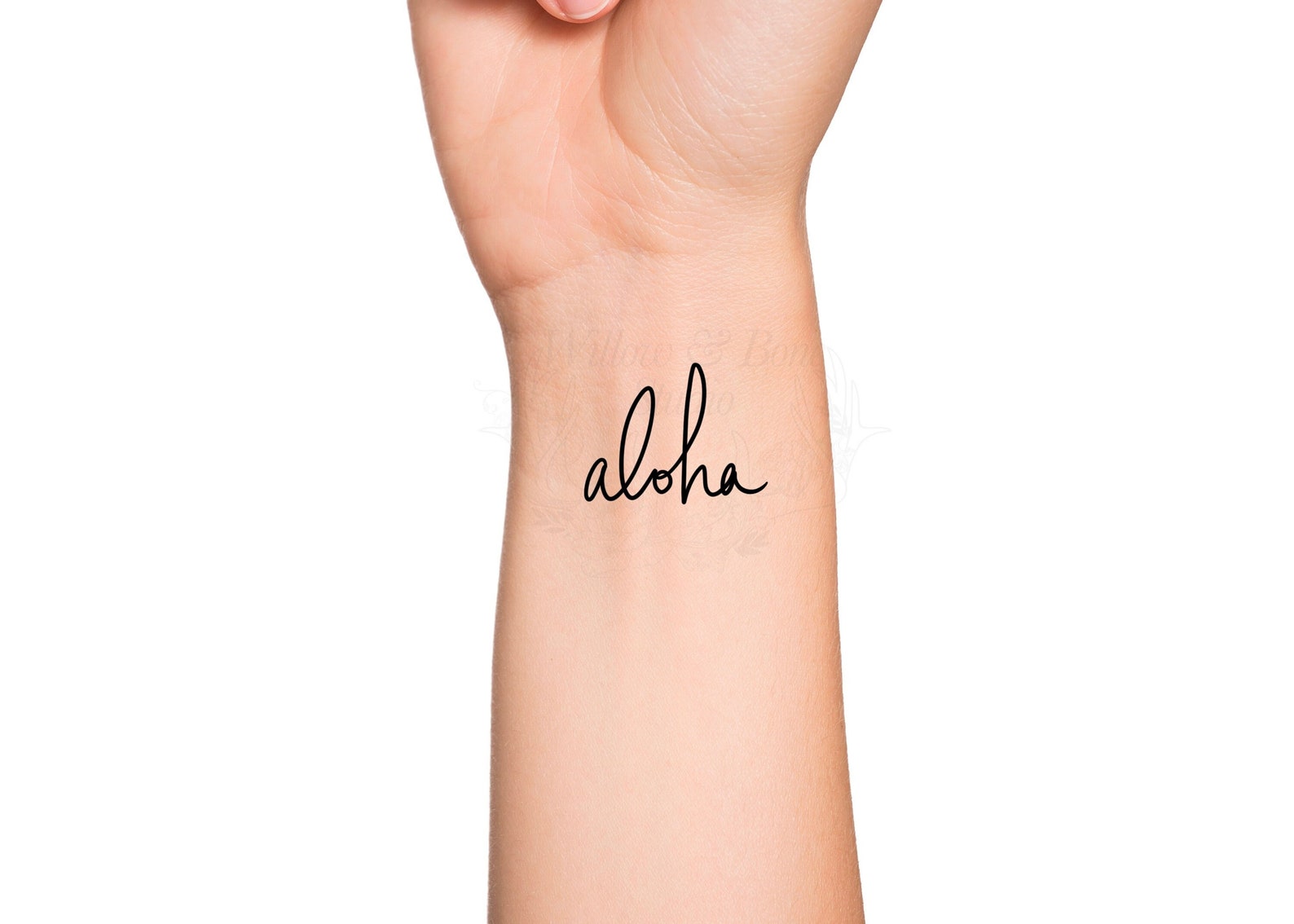 Aloha Handwriting Temporary Tattoo - Hawaii Beach Love Lettering Peace ...