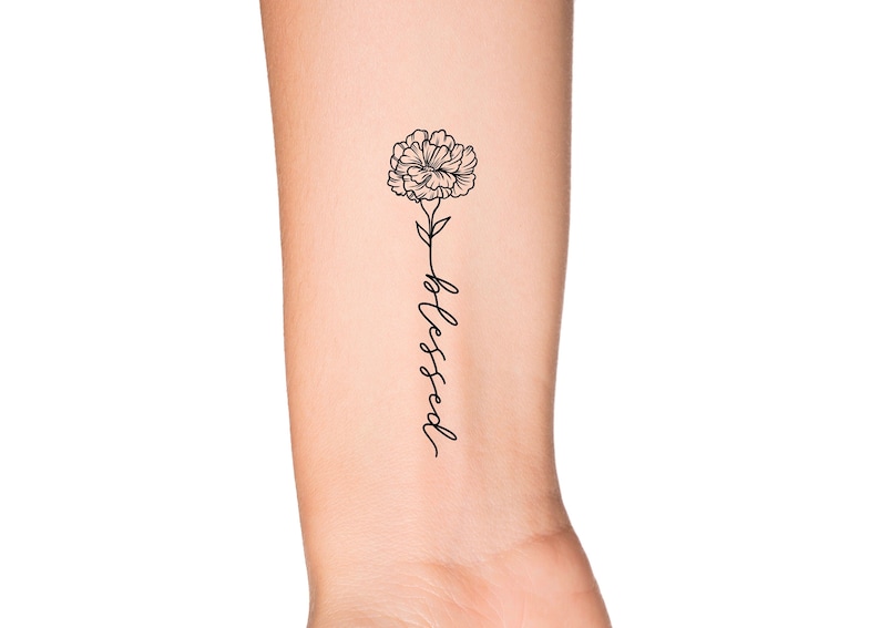 January Birth Month Flower: Carnation Temporary Tattoo - Birth Flower ...