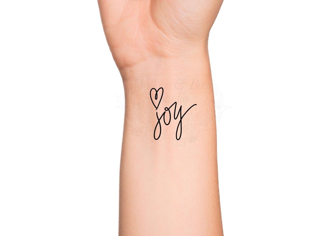 Joy Heart Handwriting Temporary Tattoo - Etsy