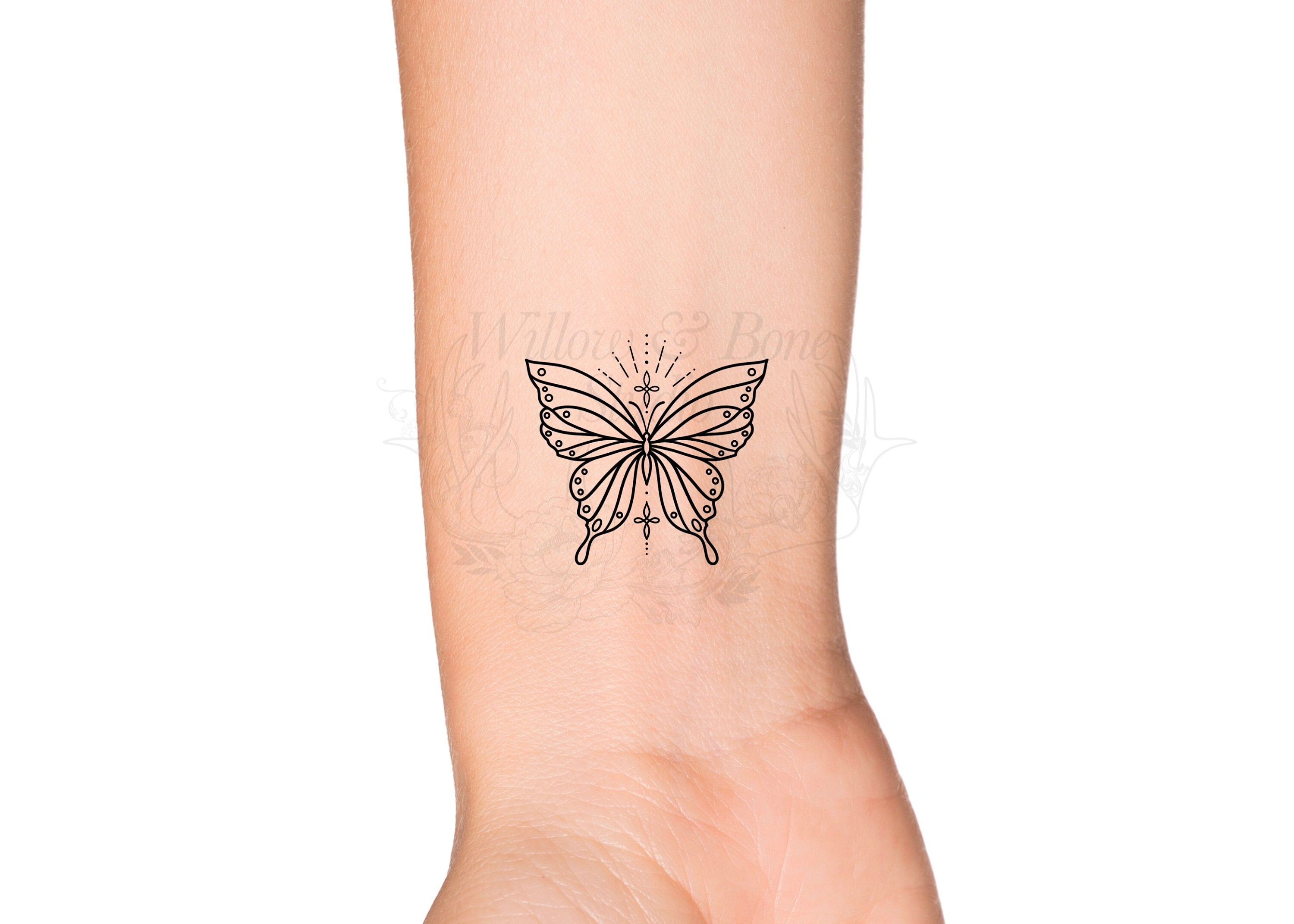 Butterfly Minimalist Outline Wrist Tattoo Animal and Insect Cute Tattoo ...