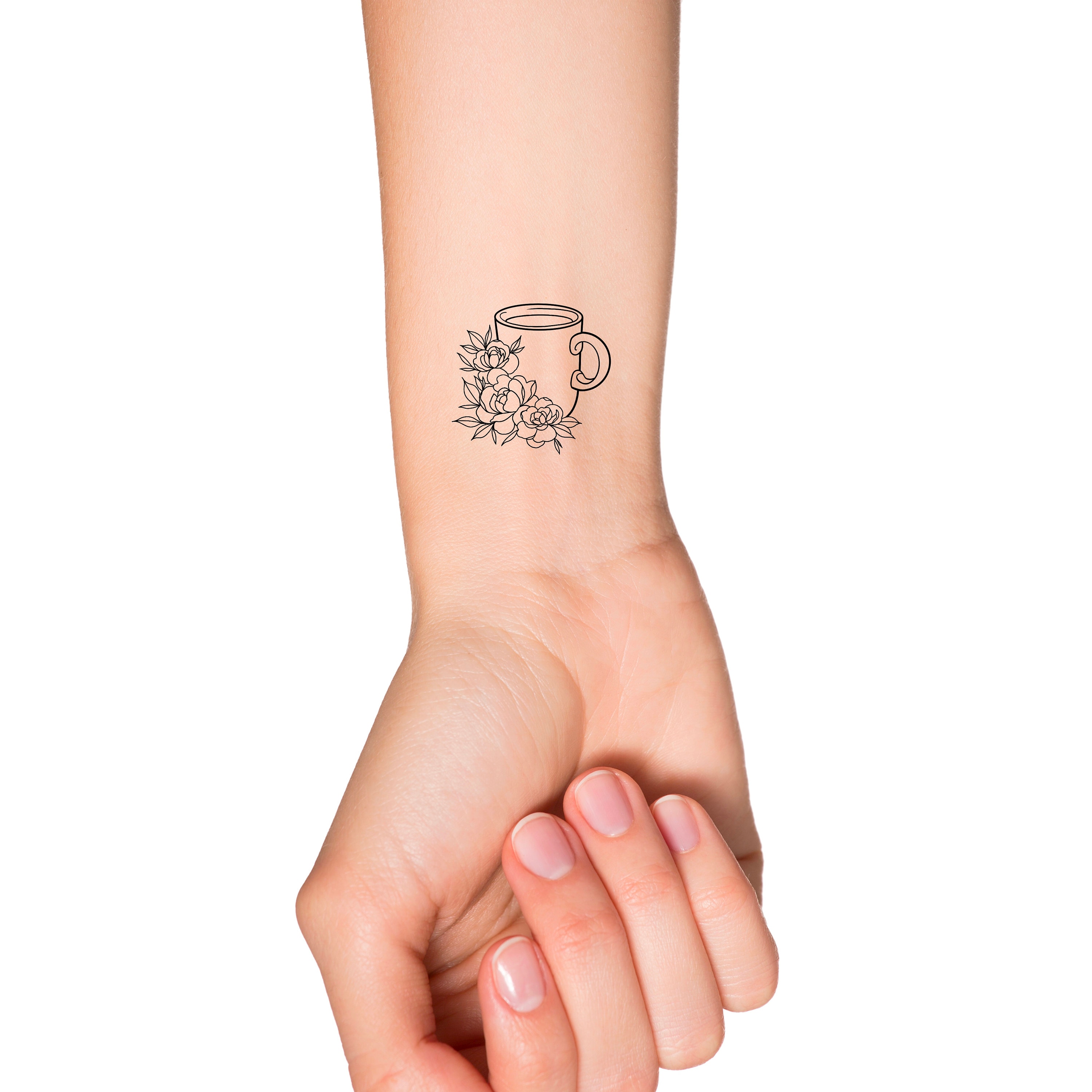 Floral Mug Temporary Tattoo Cute Coffee Mug Tattoo Tea Cup - Etsy