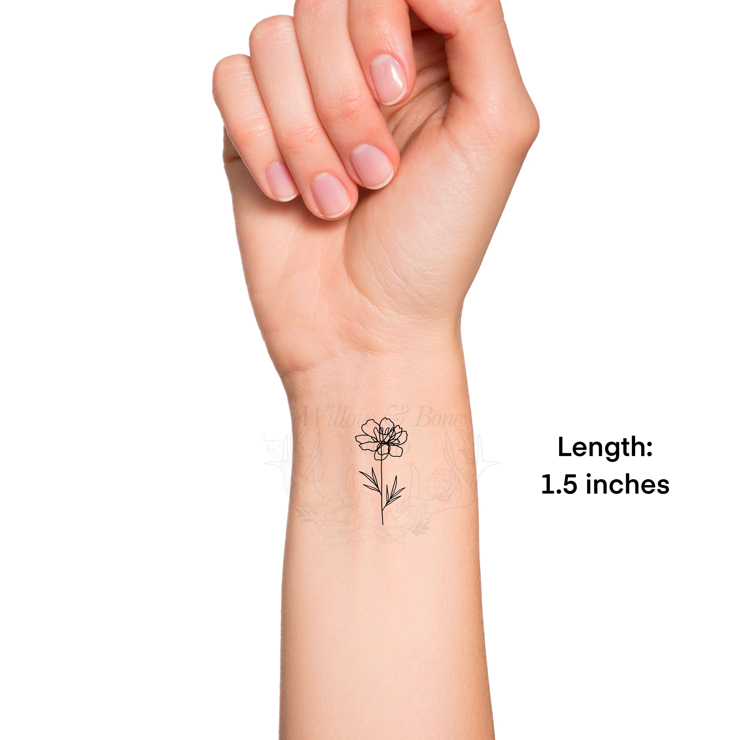 October Birth Month Flower: Marigold Temporary Tattoo Birth Flower ...