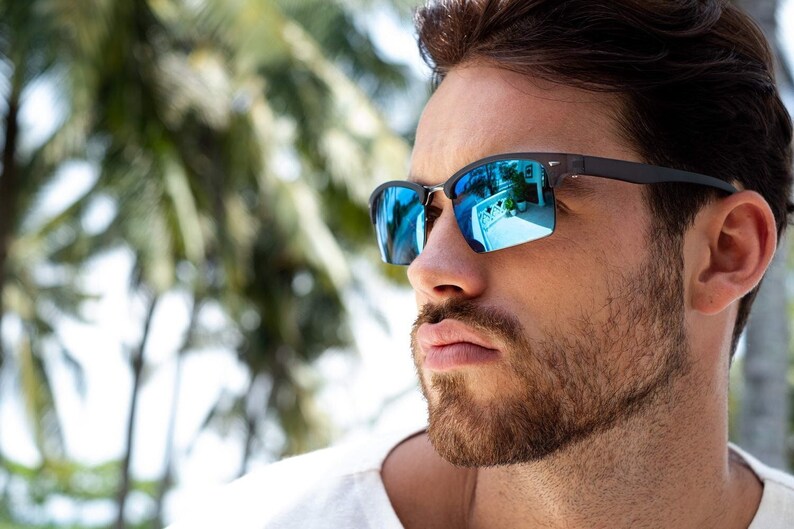 Sport Men's Sunglasses Mirrored Square Reflective Clubmaster kent Grey ...