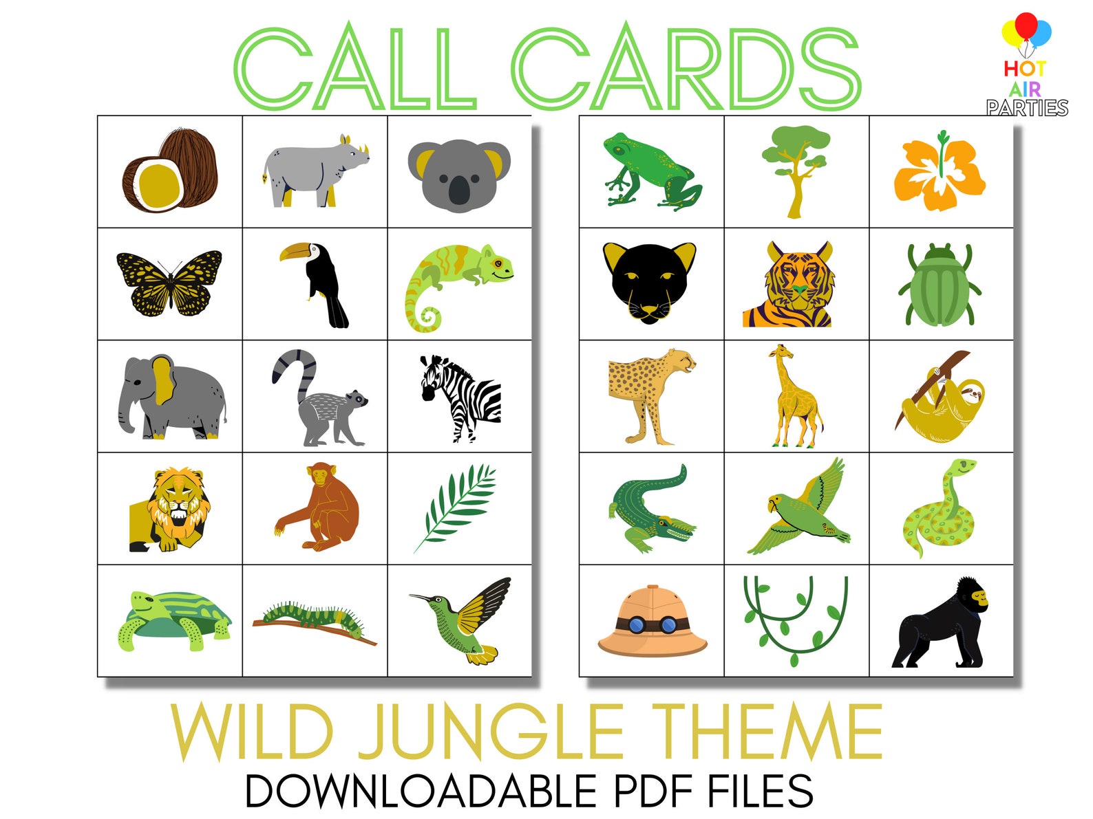 Jungle Themed Wild Bingo - Printable/downloadable Bingo Game - 30 ...