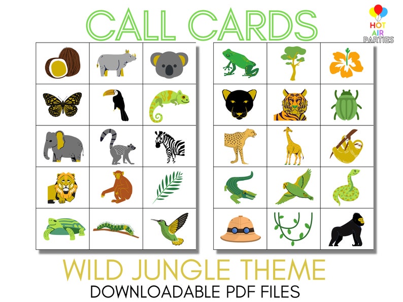 Jungle Themed Wild Bingo - Printable/downloadable Bingo Game - 30 ...