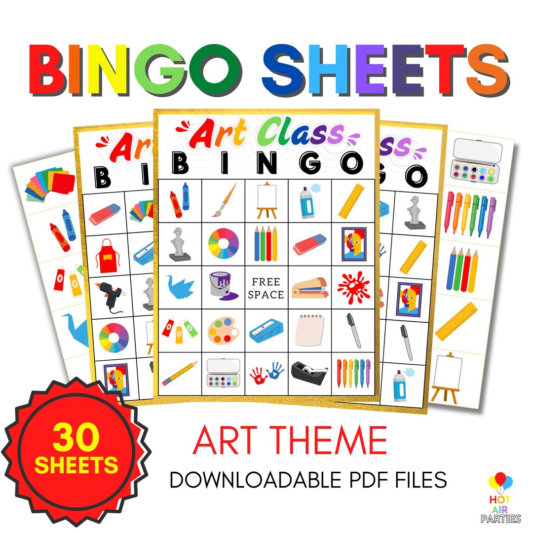 Art Class Bingo Game: 30 Unique Printable Cards (digital Download ...