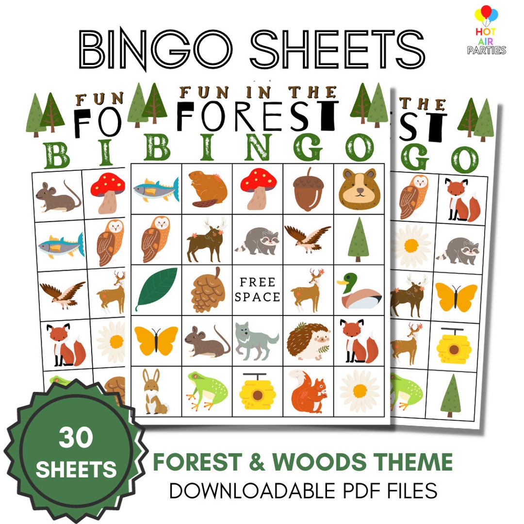 Fun in the Forest Bingo - Printable/downloadable Bingo Game - Forest ...