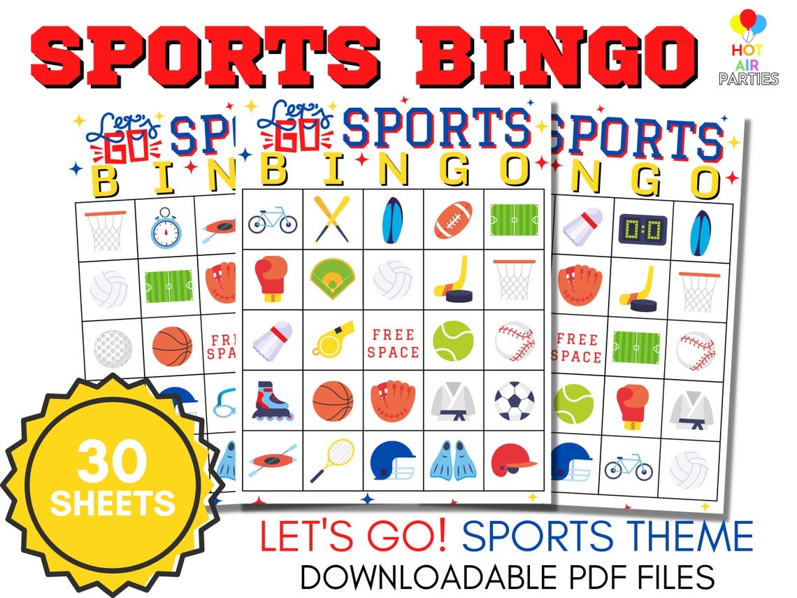 Sports Bingo Game: 30 Unique Cards (printable/downloadable) - Etsy Canada