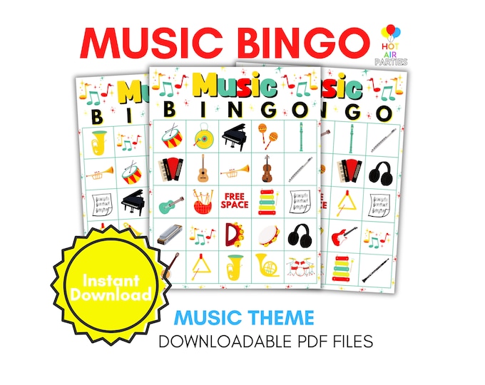 Music Bingo Game: 30 Unique Cards (PDF Download) - Etsy