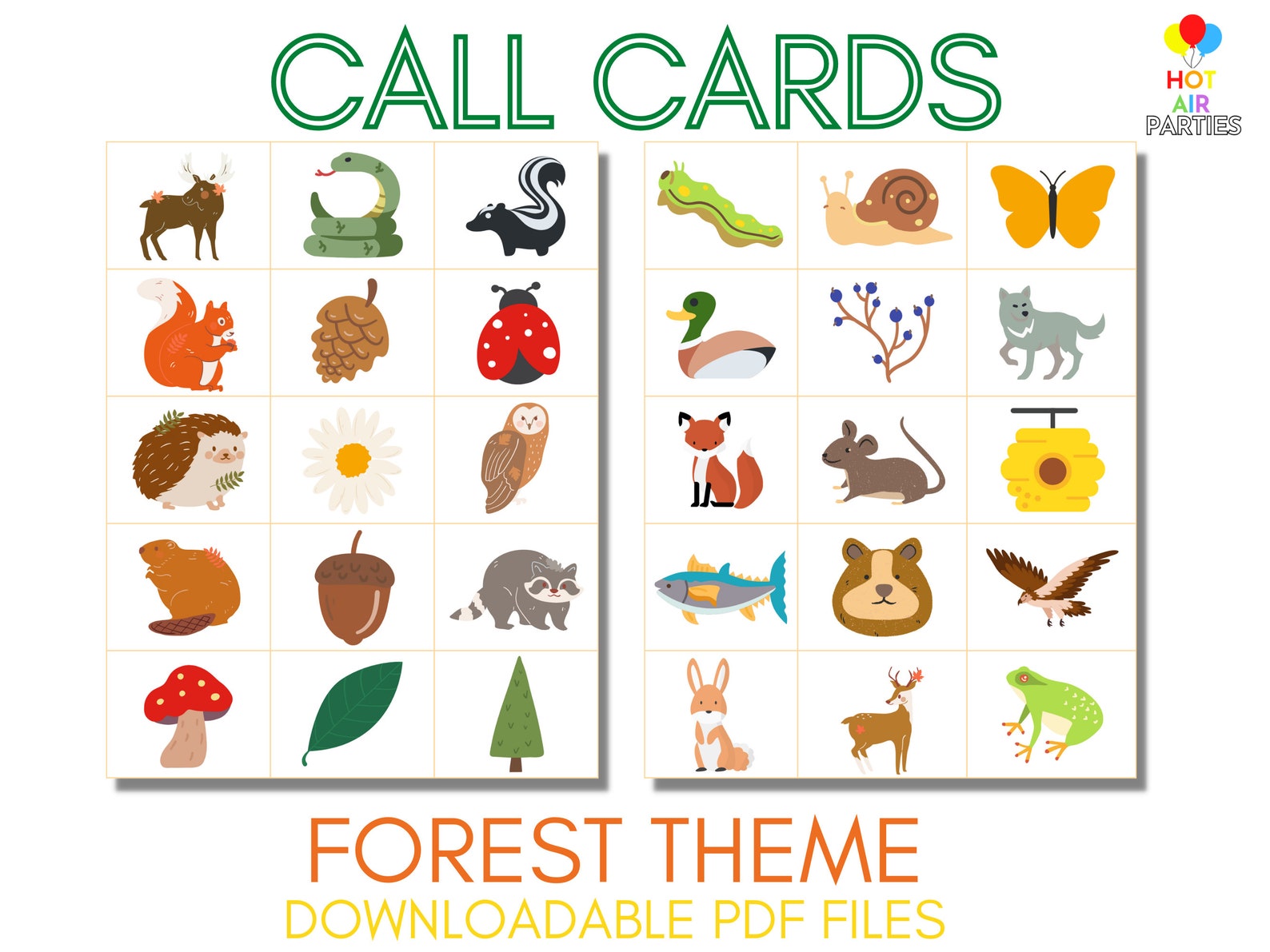 Fun in the Forest Bingo - Printable/downloadable Bingo Game - Forest ...