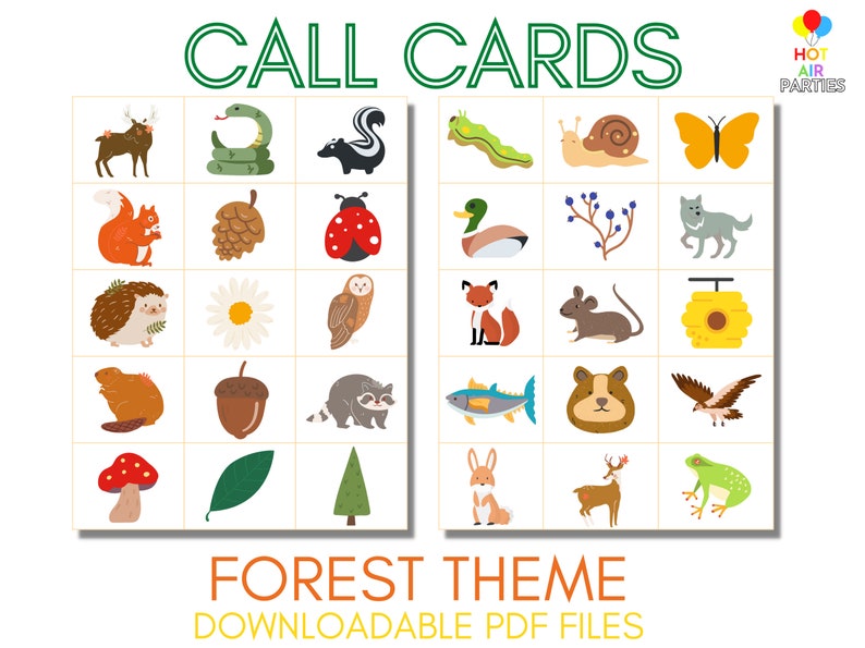 Fun in the Forest Bingo - Printable/downloadable Bingo Game - Forest ...