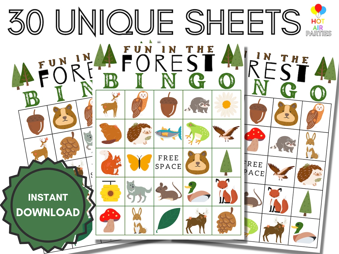Fun in the Forest Bingo - Printable/downloadable Bingo Game - Forest ...