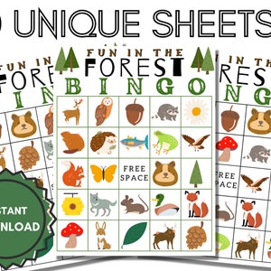 Fun in the Forest Bingo - Printable/downloadable Bingo Game - Forest ...