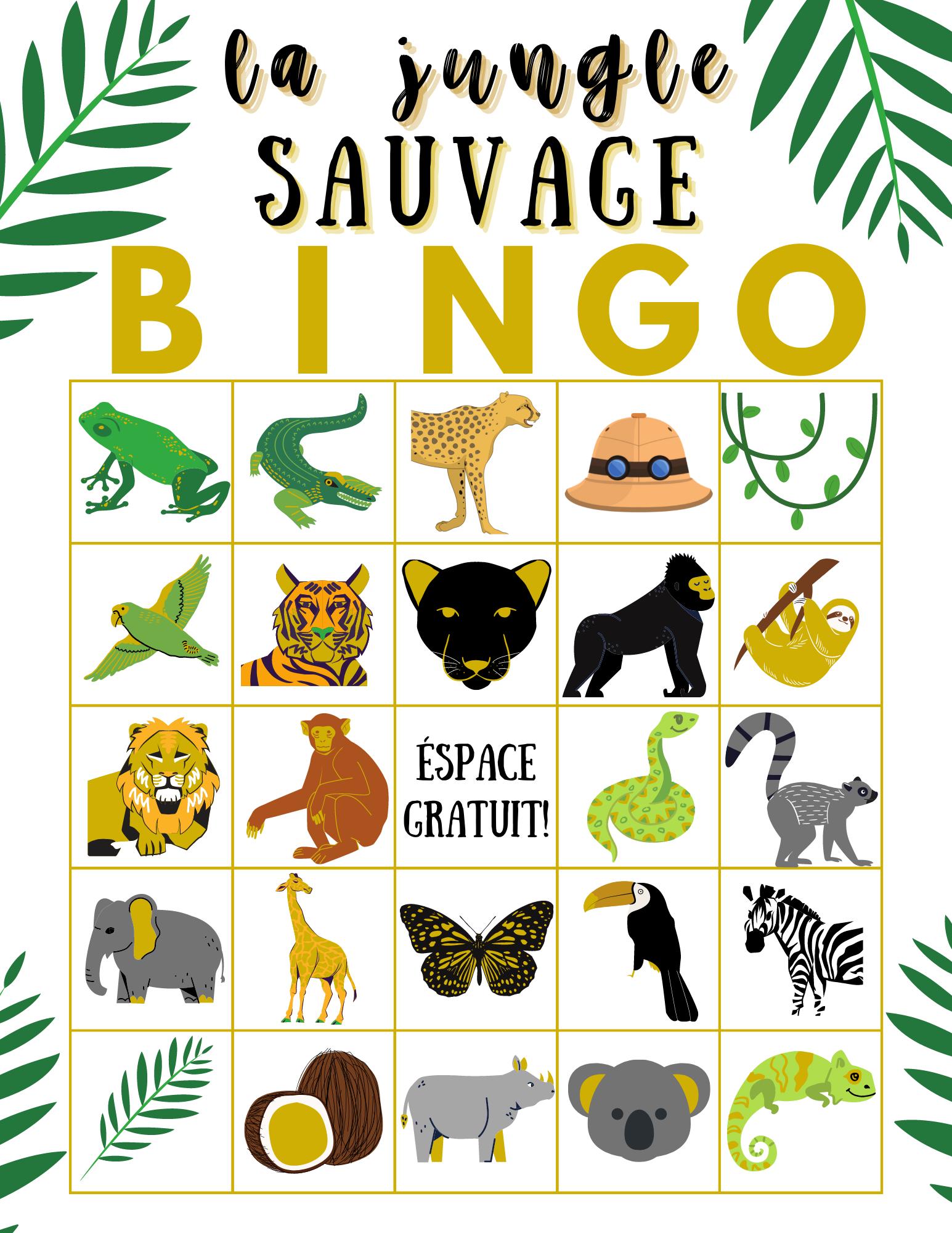 Jungle Themed Wild Bingo - Printable/downloadable Bingo Game - 30 ...