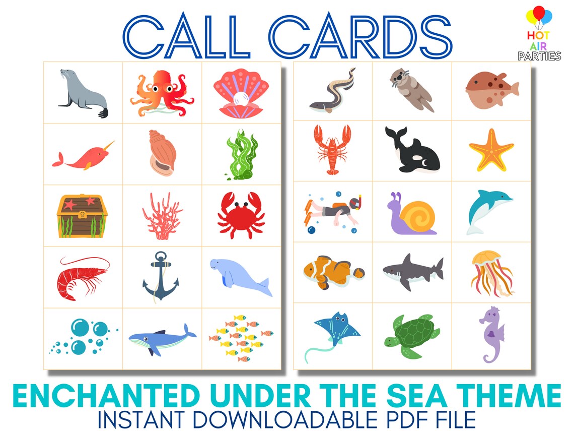 Printable/downloadable Bingo Game Ocean Under the Sea Theme Bingo 30 ...
