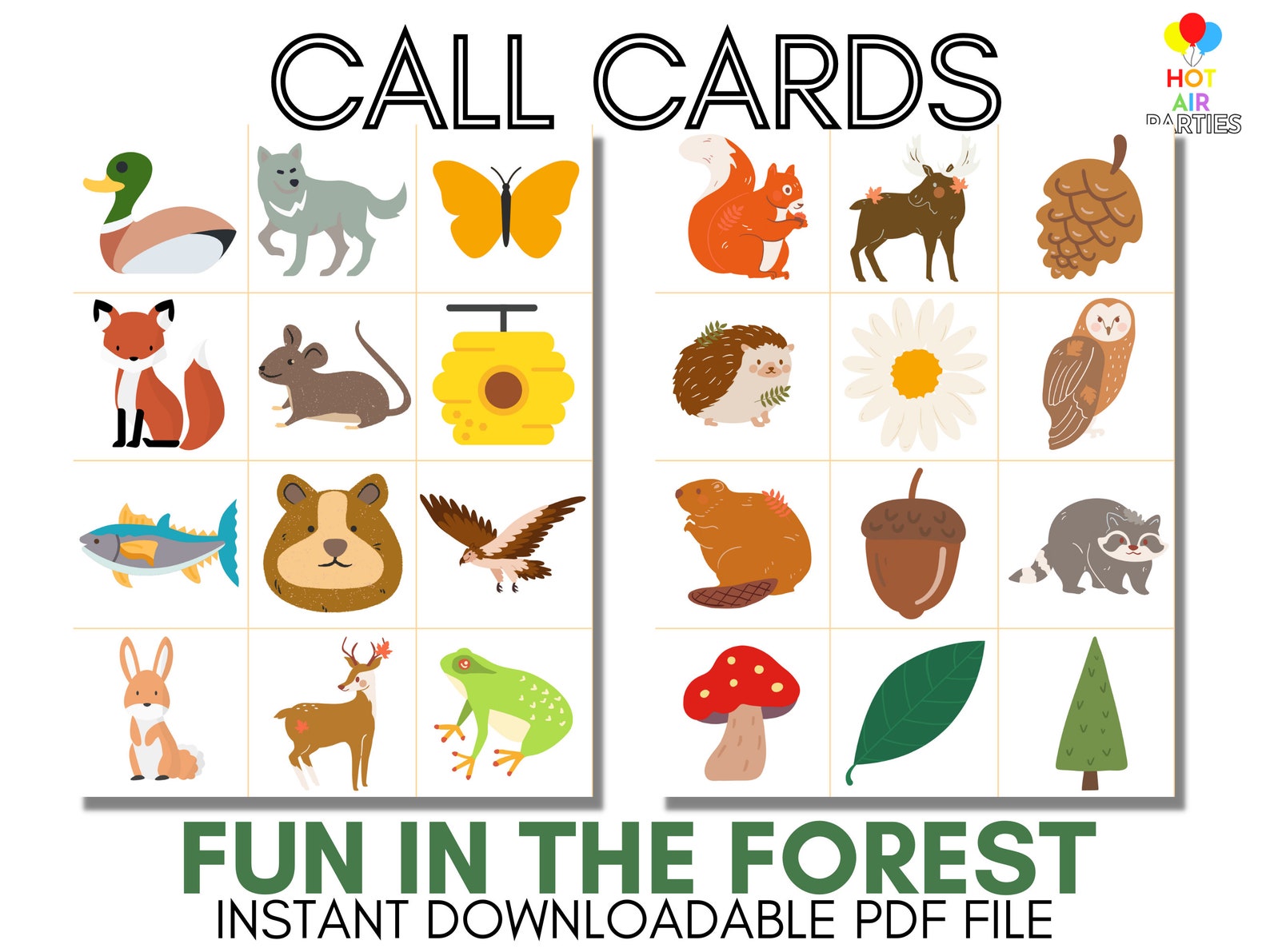 Fun in the Forest Bingo Printable/downloadable Bingo Game - Etsy