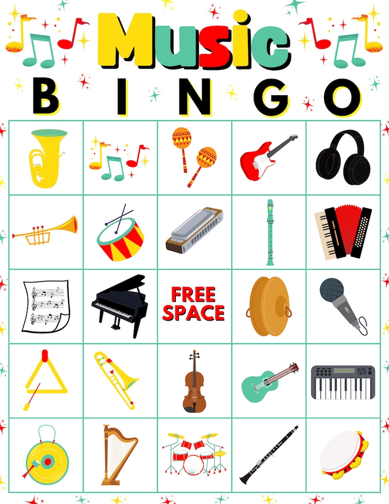 Music Printable/downloadable Bingo Game - Music-themed Bingo - 30 ...