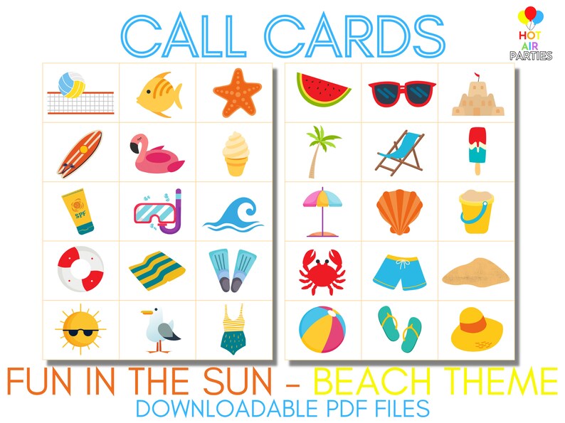 Beach Bingo Game: 30 Unique Cards, Summer Theme (digital Download) - Etsy