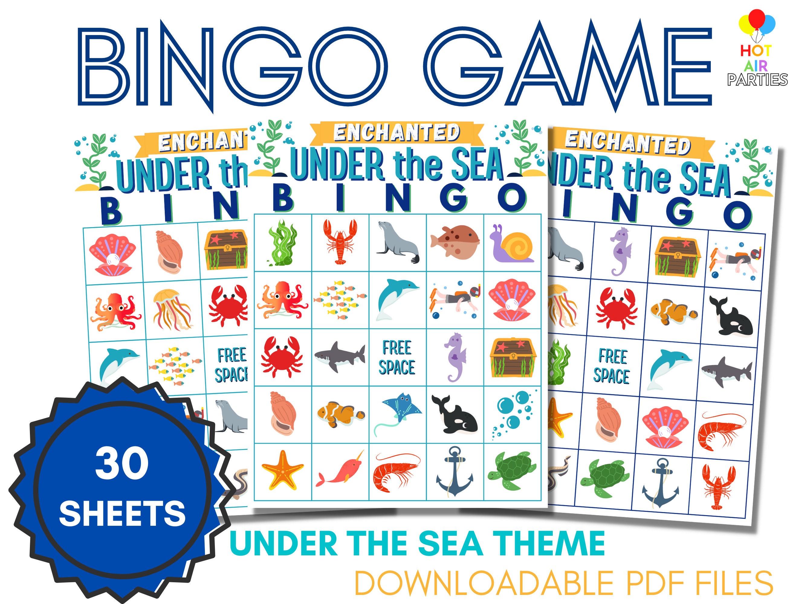 Printable/downloadable Bingo Game Ocean Under the Sea Theme Bingo 30 ...