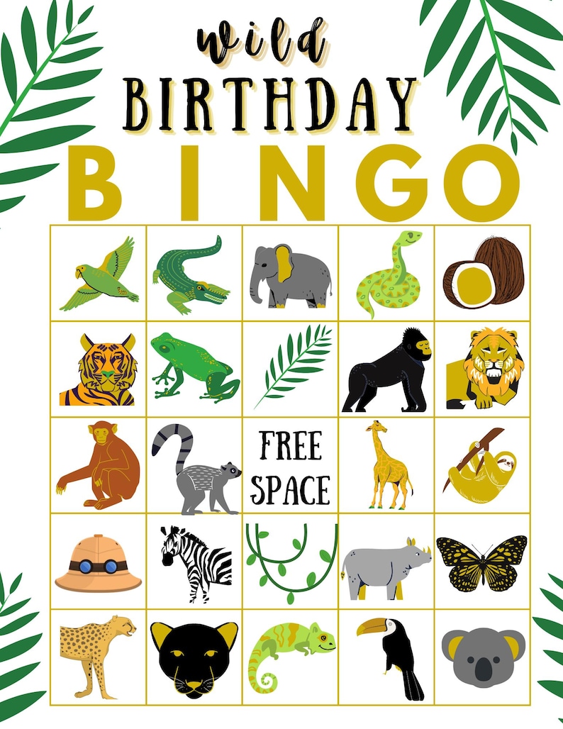 Jungle Themed Wild Bingo - Printable/downloadable Bingo Game - 30 ...