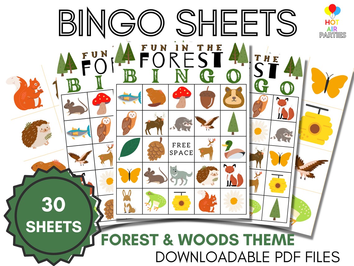 Fun in the Forest Bingo - Printable/downloadable Bingo Game - Forest ...