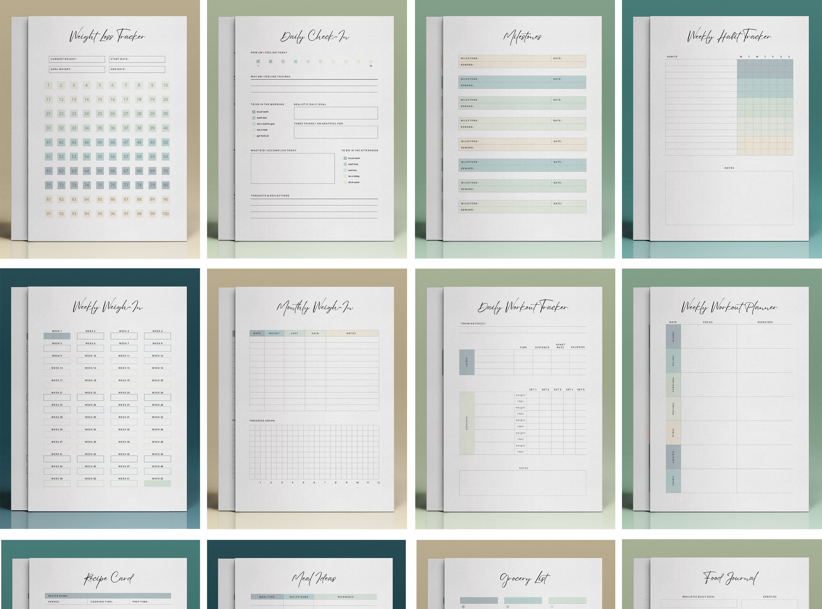 Editable Weight Loss Bundle Fitness Journal Workout Planner - Etsy