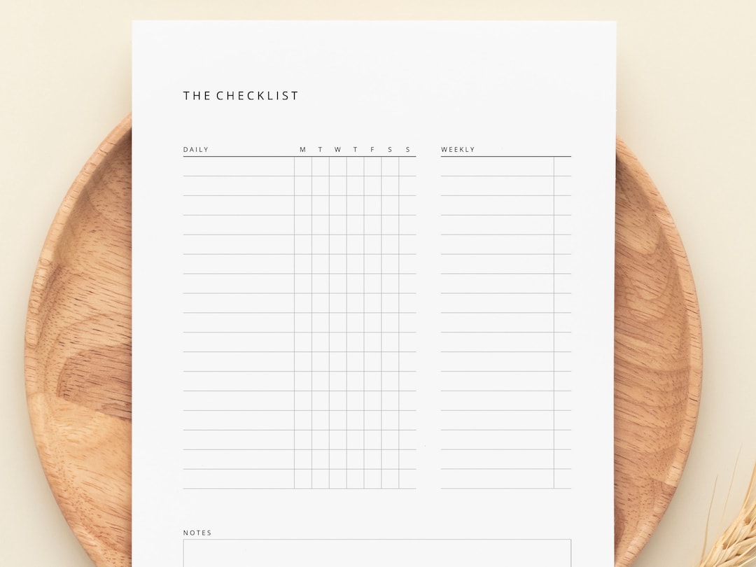 Editable Daily Checklist Printable | Size A4, US Letter | Printable ...