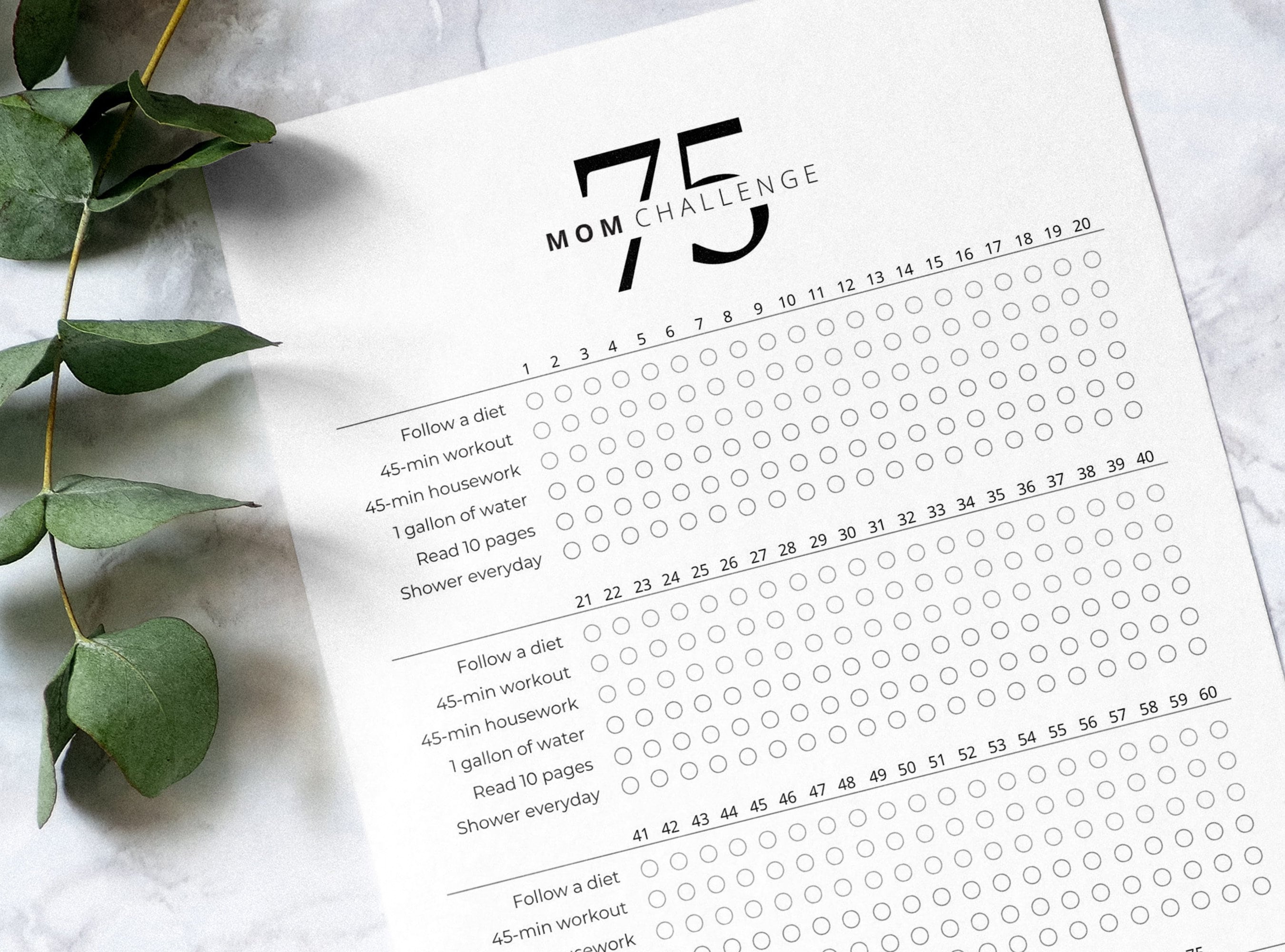 75 Mom Challenge Printable 75 Mom Tracker Editable Canva - Etsy