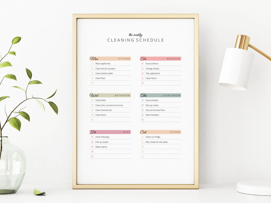 EDITABLE Cleaning Schedule A4, US Letter Cleaning Checklist Cleaning ...