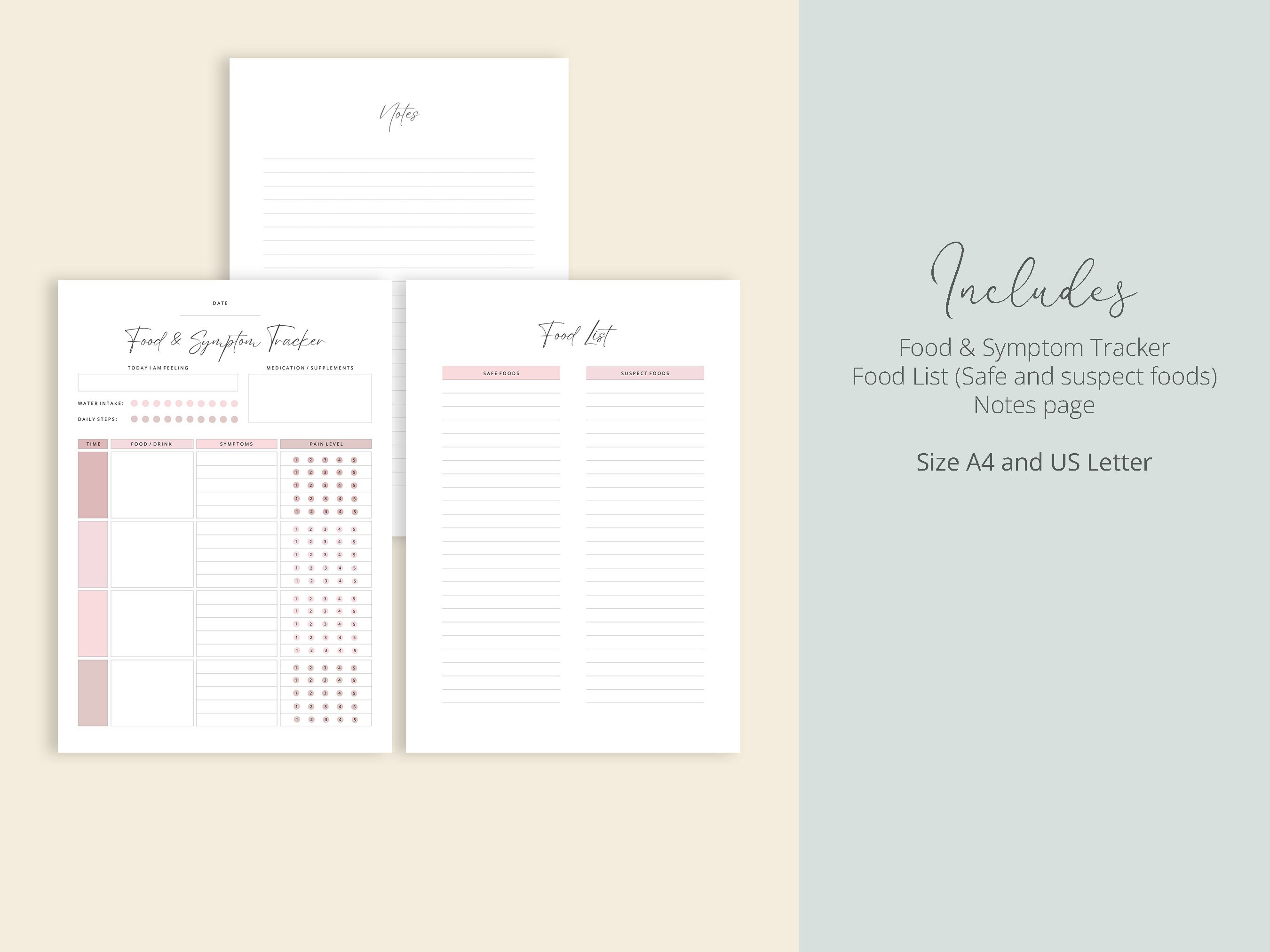 Food & Symptom Tracker Printable, IBS Tracker, Daily Food Diary, My ...