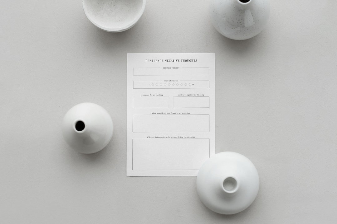 Challenge Negative Thoughts Printable | Therapy Worksheet | PDF ...