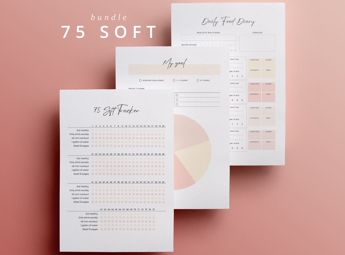 75 Soft Challenge Tracker Template Workout Plan Self Care - Etsy