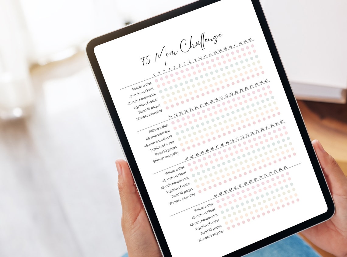 75 Mom Challenge Printable, 75 Mom Tracker, Editable Canva Template ...