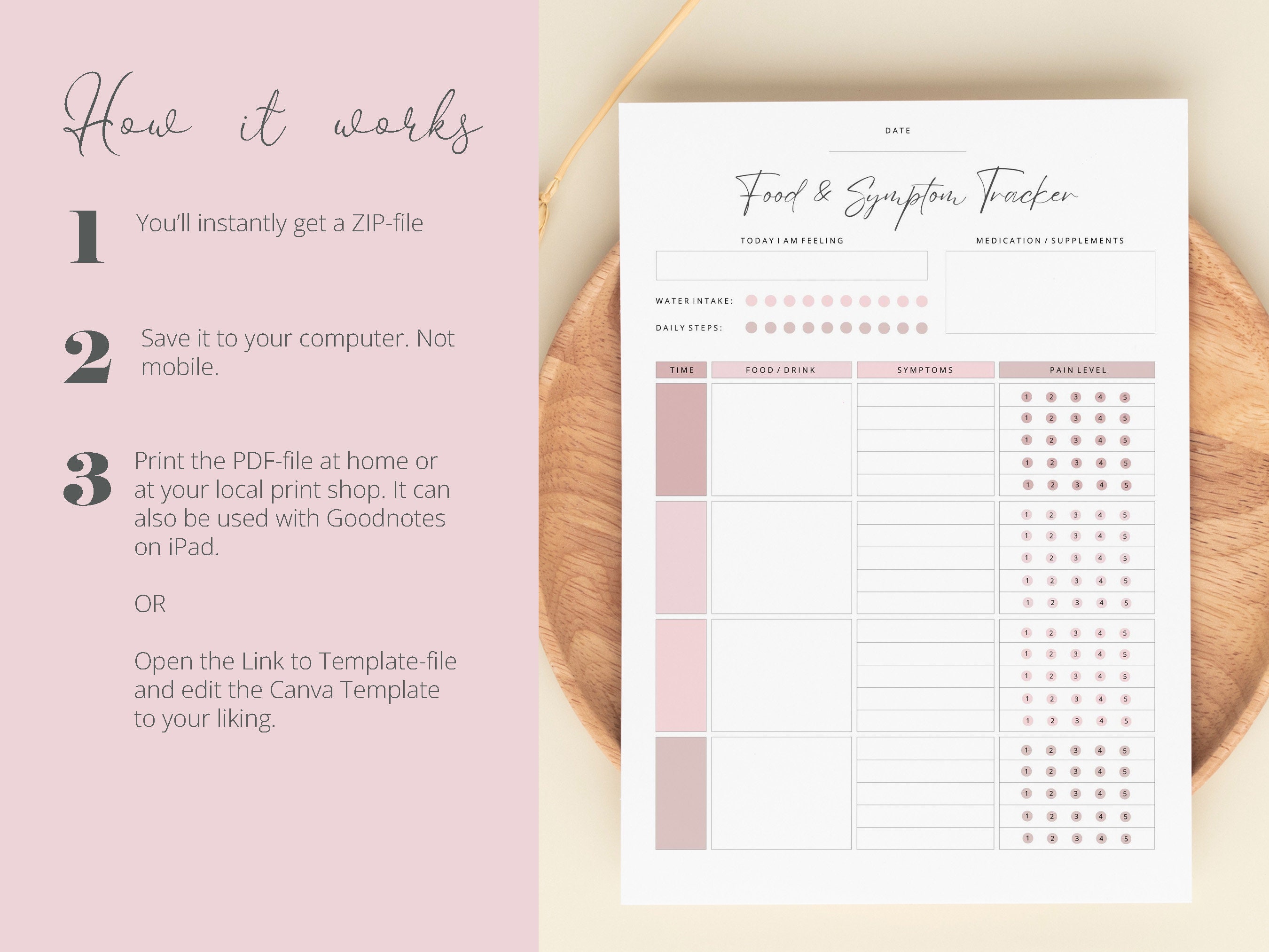 Food & Symptom Tracker Printable, IBS Tracker, Daily Food Diary, My ...