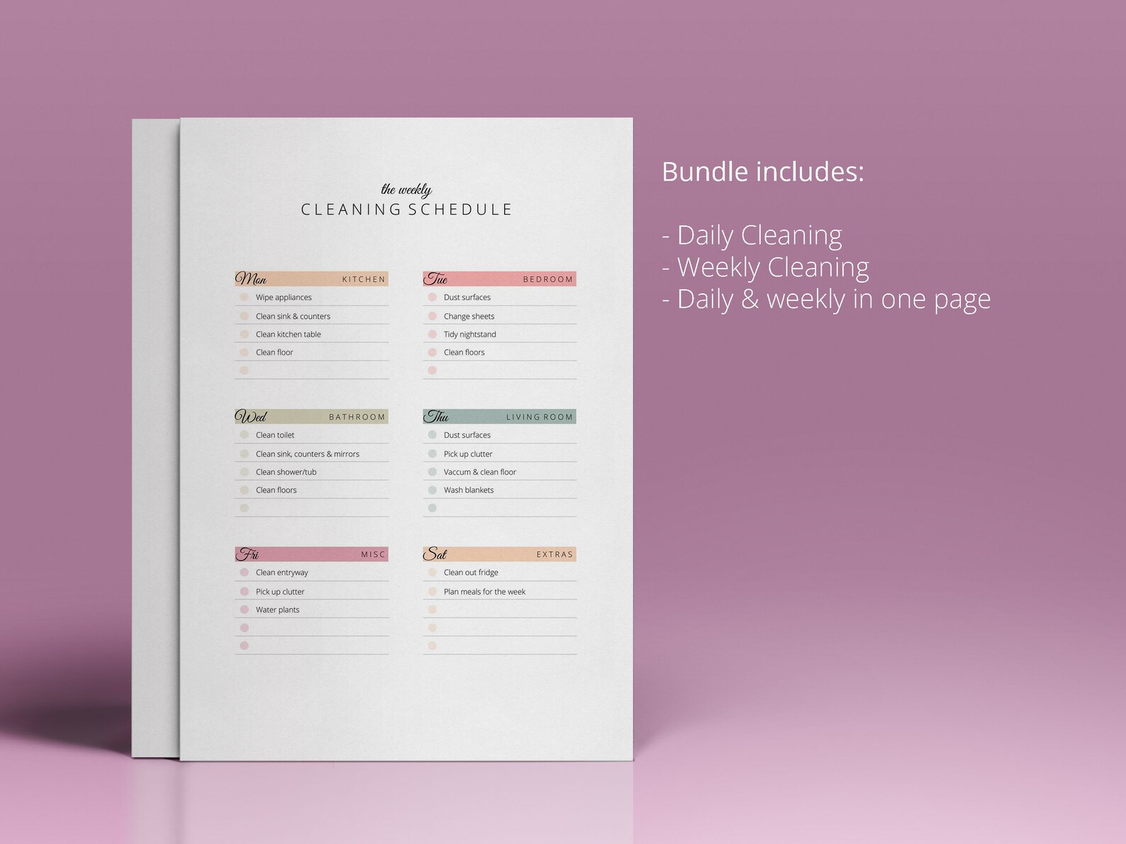 EDITABLE Cleaning Schedule A4, US Letter Cleaning Checklist Cleaning ...