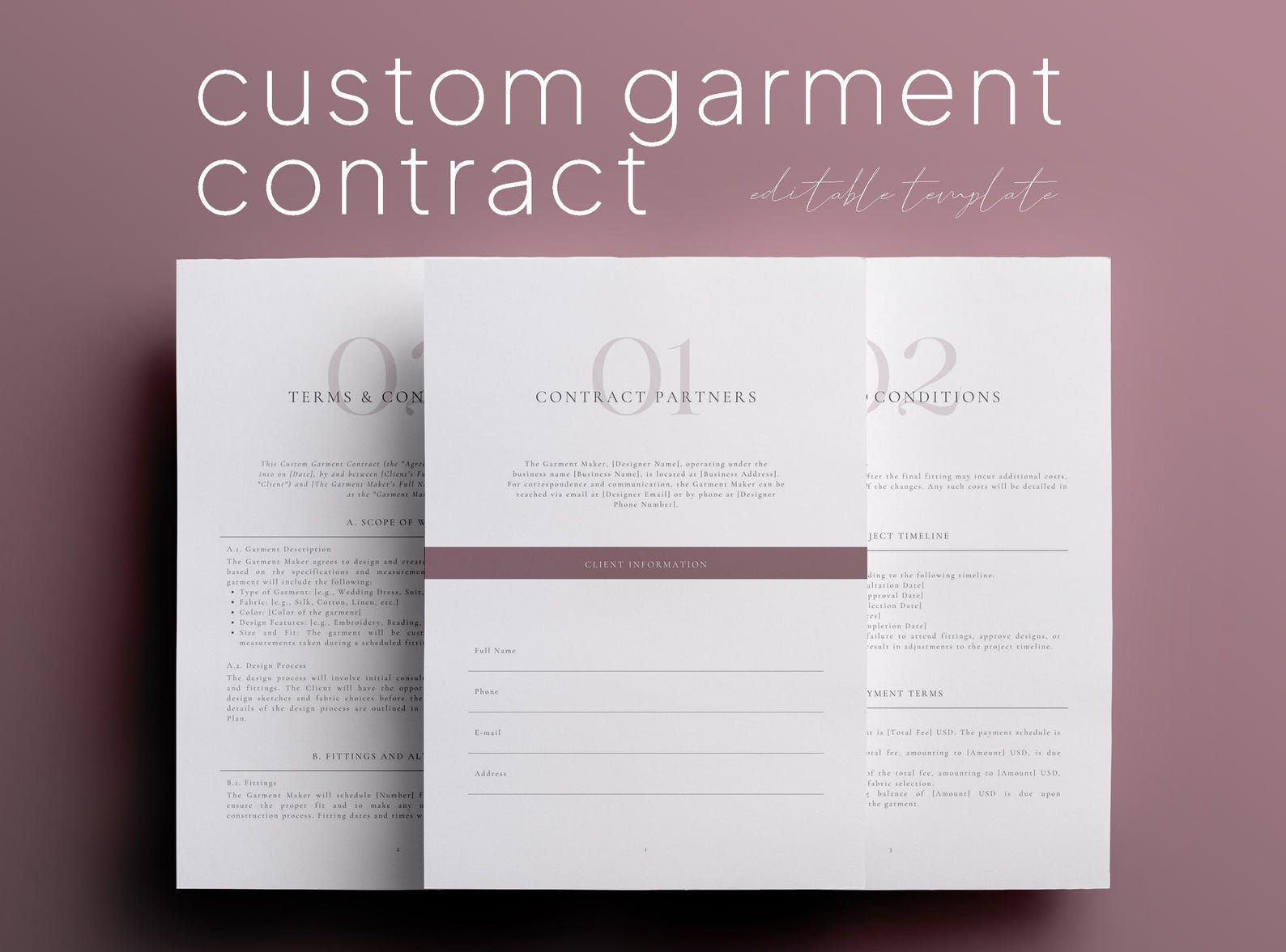 Custom Garment Contract, Tailor Made Clothing Agreement, Bespoke ...