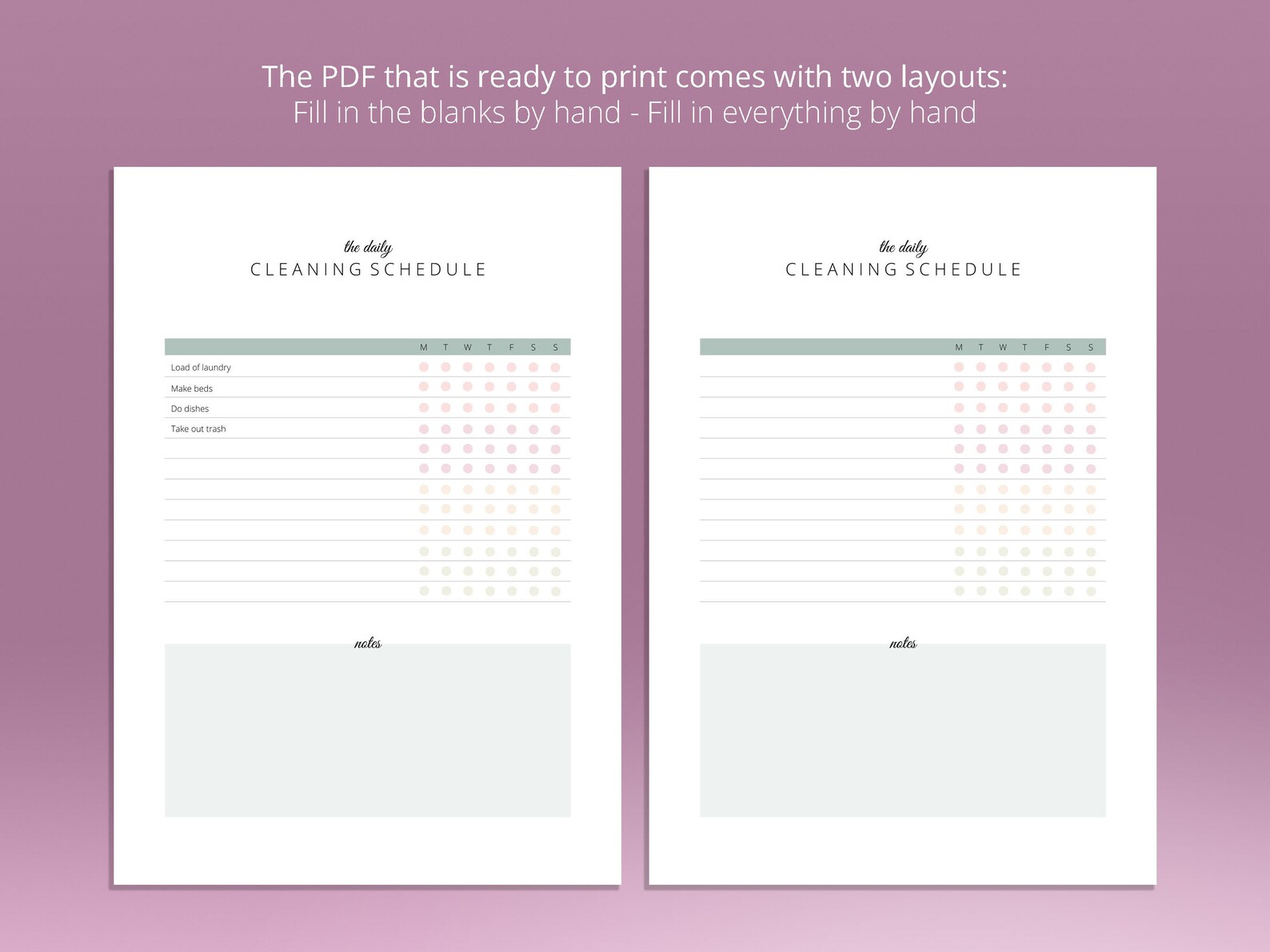 EDITABLE Cleaning Schedule A4, US Letter Cleaning Checklist Cleaning ...
