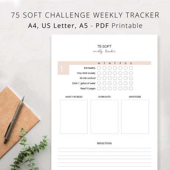 75 Day Soft Challenge Weekly Tracker Habit Tracker Medium - Etsy
