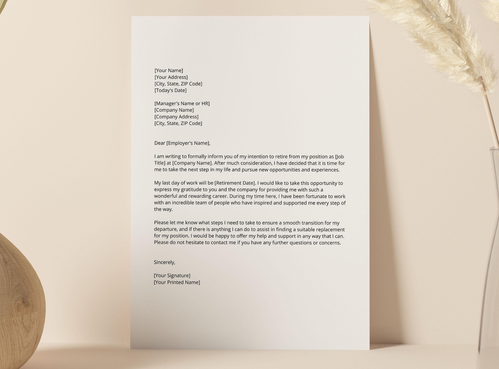 Professional Retirement Letter, Letter of Retirement, Retirement ...