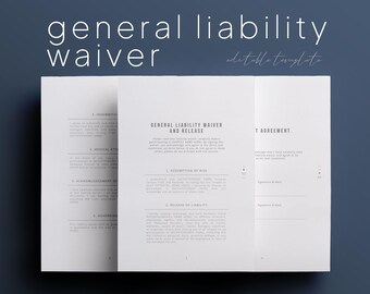 General Liability Waiver Template, Liability Form Agreement, Liability Damage Waiver Template ...