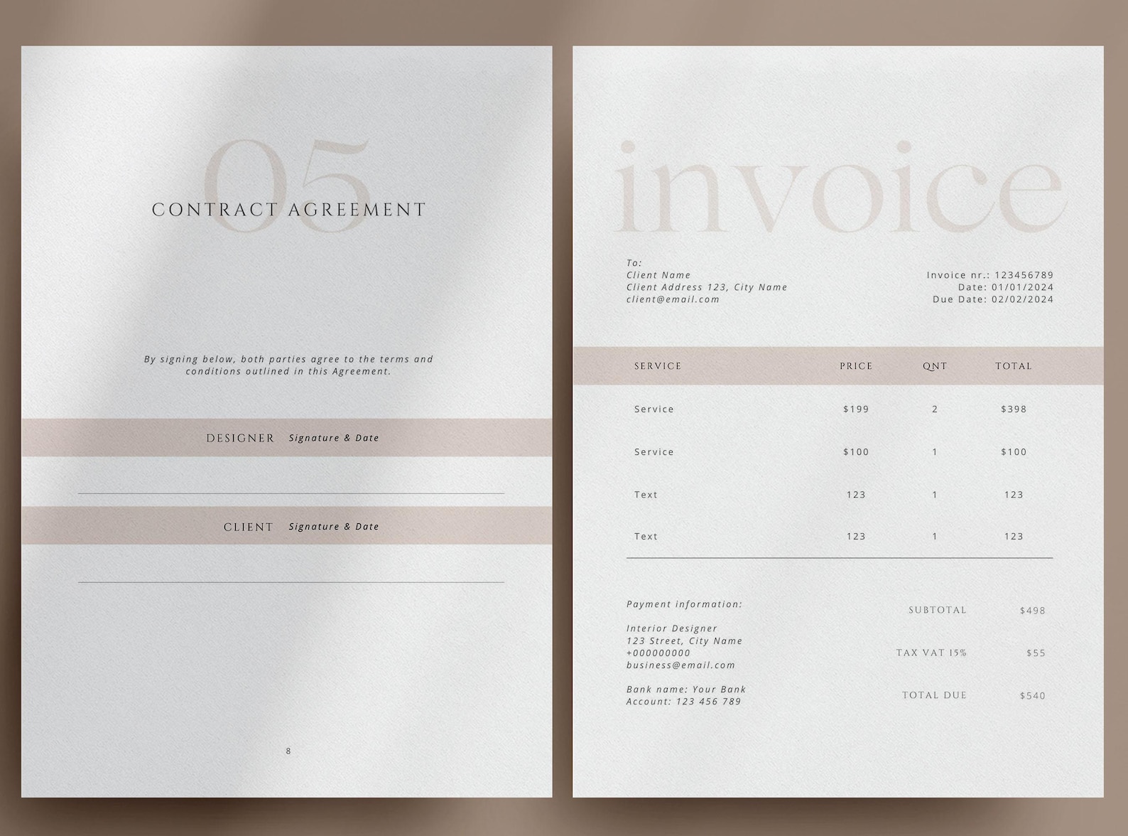 Interior Designer Client Contract Template: Editable Services Agreement ...