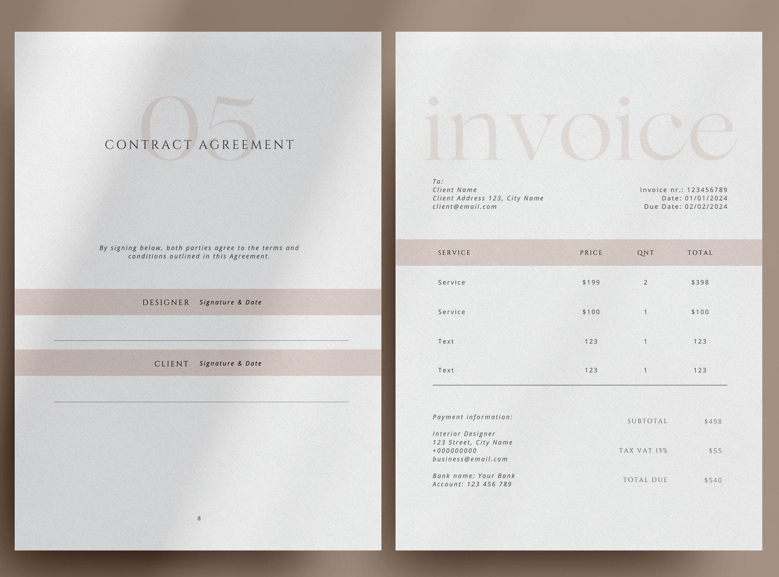 Interior Designer Client Contract Template: Editable Services Agreement ...
