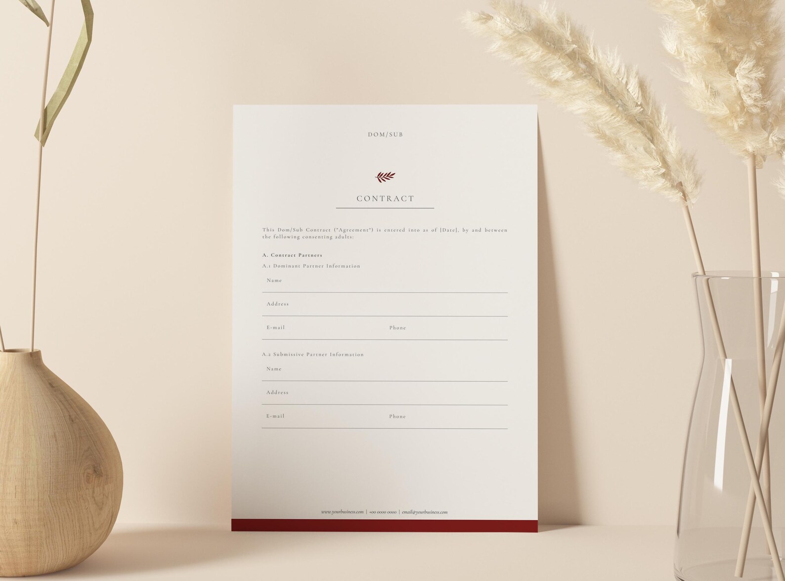 Dom/sub Relationship Contract Template: Editable BDSM Agreement for D/S ...