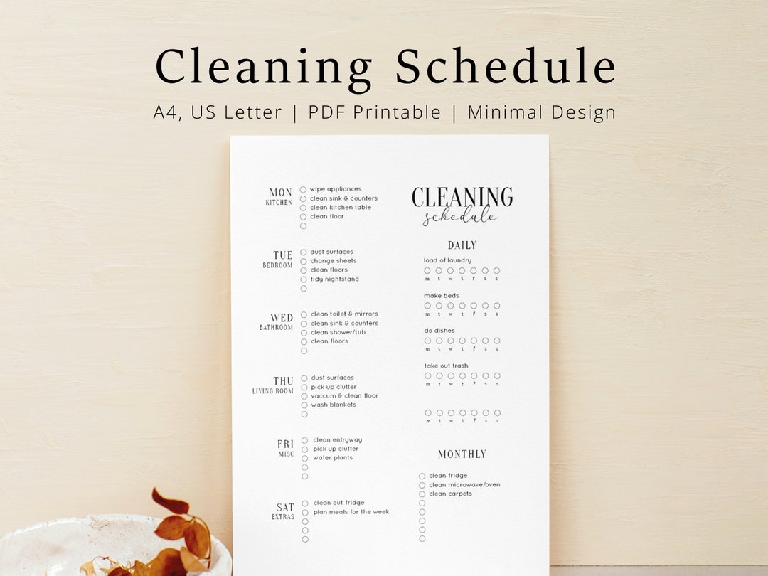 Cleaning Schedule Printable PDF Printable Cleaning - Etsy